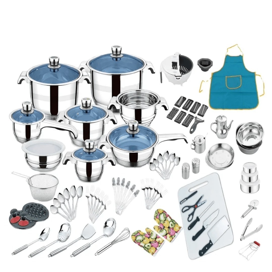 100-Piece Stainless Steel Cookware Set – Elegant Households KE