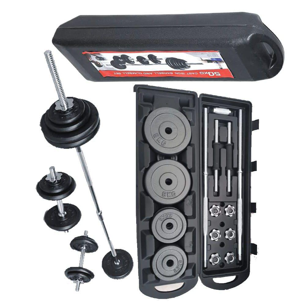 50KG York Barbell and Dumbbell Set – Cast Iron Weightlifting Kit ...