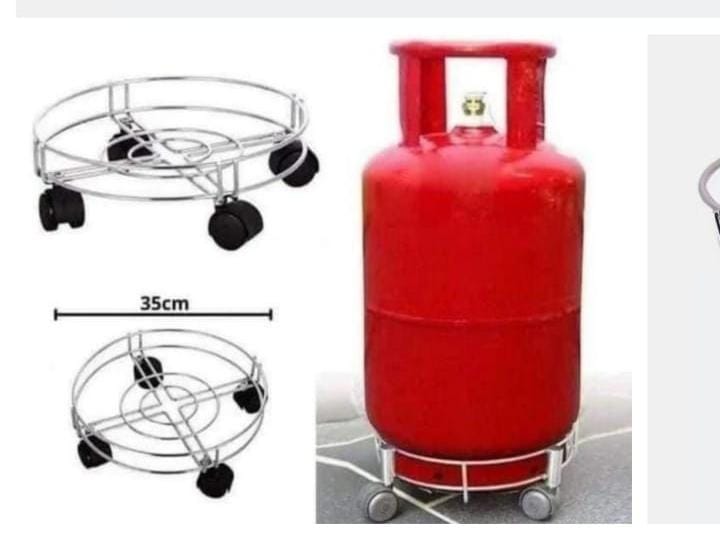Heavy duty metallic gas cylinder planter movable trolley with wheels ...