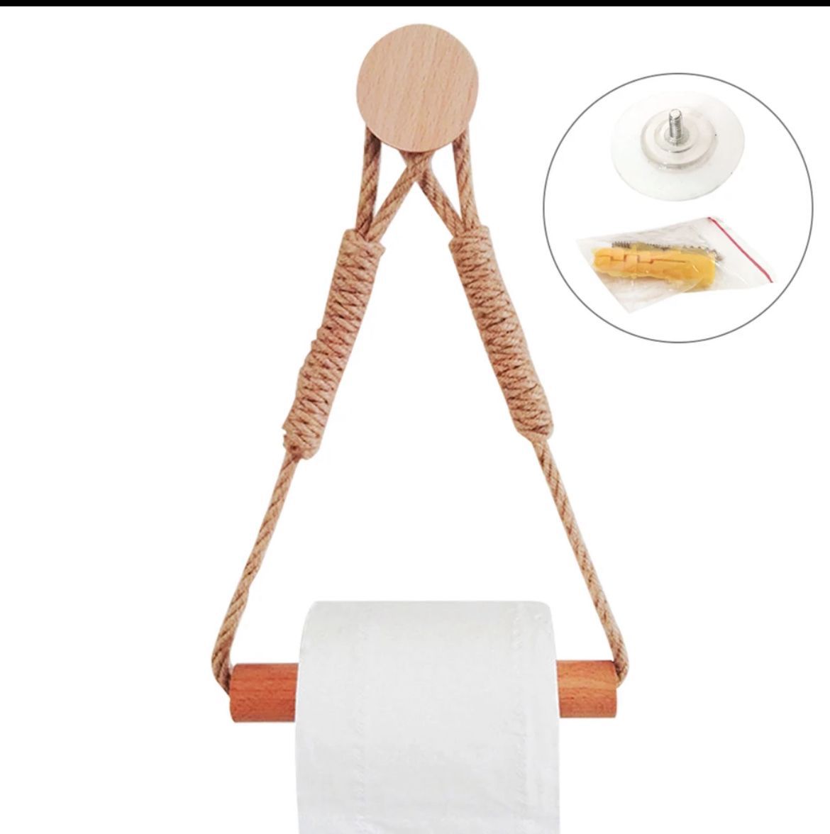 Hemp Rope with bamboo tissue Holder – Elegant Households KE